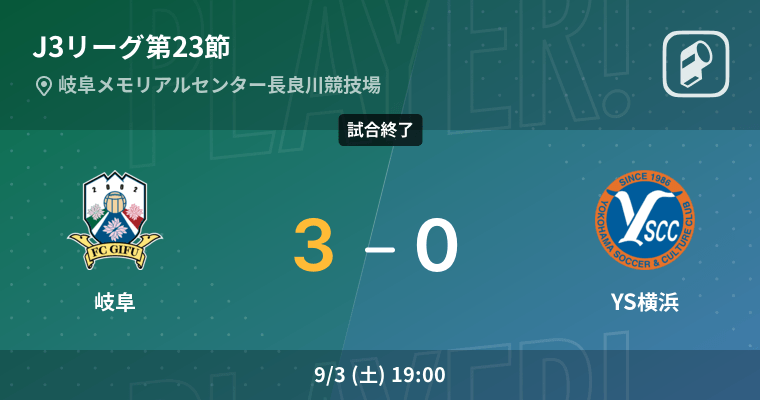 【J3第23節】岐阜がYS横浜を突き放しての勝利 (2022年9月3日) - エキサイトニュース