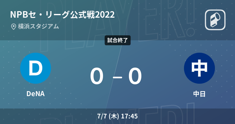 【NPBセ・リーグ公式戦ペナントレース】DeNAが中日と引き分ける (2022年7月7日) - エキサイトニュース