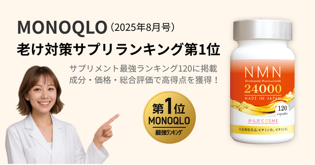 「MONOQLO（モノクロ）2025年8月号」老け対策サプリ部門で第1位を獲得 (2025年6月30日) - エキサイトニュース