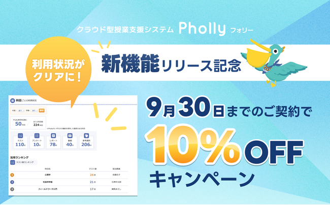 授業支援LMS「Pholly」が10%OFF。利用状況を可視化する「ダッシュボード機能」リリースキャンペーンを開催 (2024年8月28日) - エキサイトニュース