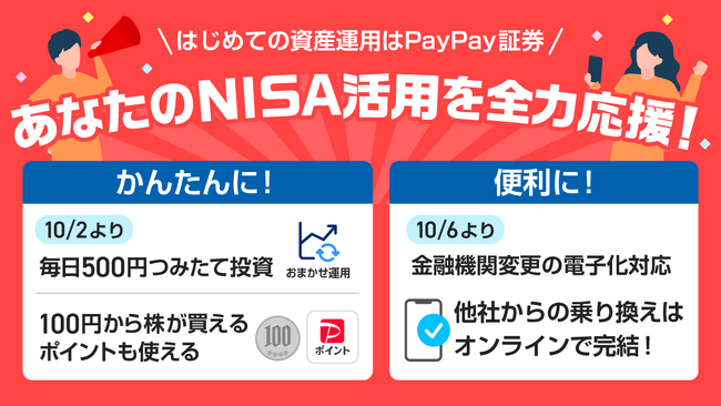 【はじめての資産運用はPayPay証券】他社からのNISA口座の乗り換え手続きがオンライン完結で最短2分で完了！ (2024年10月4日) - エキサイトニュース