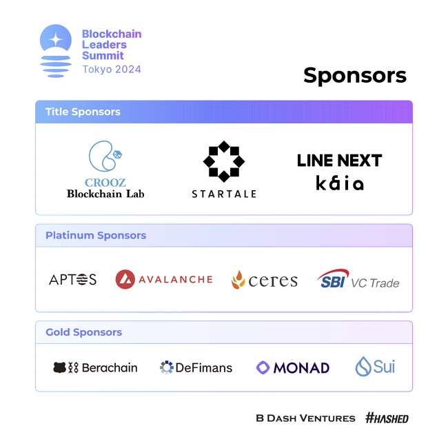 B Dash VenturesとHashed、「Blockchain Leaders Summit Tokyo 2024」のスポンサーを発表 ...