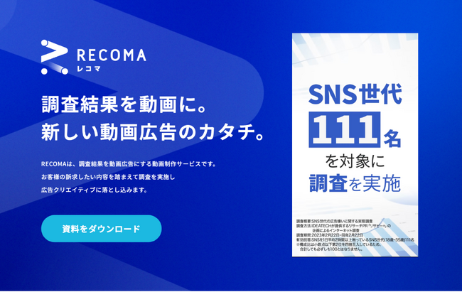 ＜調査結果を活用した新しい動画広告のカタチ＞動画制作サービス「RECOMA（レコマ）」ローンチ (2023年6月20日) - エキサイトニュース