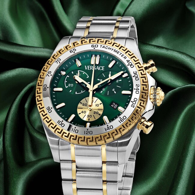 『VERSACE』の腕時計から、グレカ模様をタキメーターの外側に刻印したラグジュアリー&スポーティな新作「VERSACE CHRONO X ...