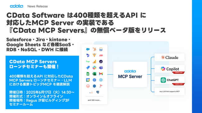 CData Software は400種類を超えるAPI に対応したMCP Server の実装である『CData MCP Servers』の無償ベータ版をリリース (2025年5月8日 ...